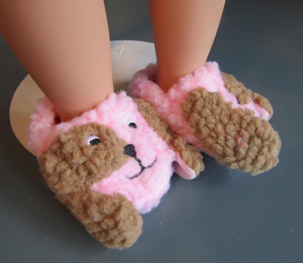 Sherpa Puppy Slippers 18 & 15 inch Doll – Handmade Designs for Dolls