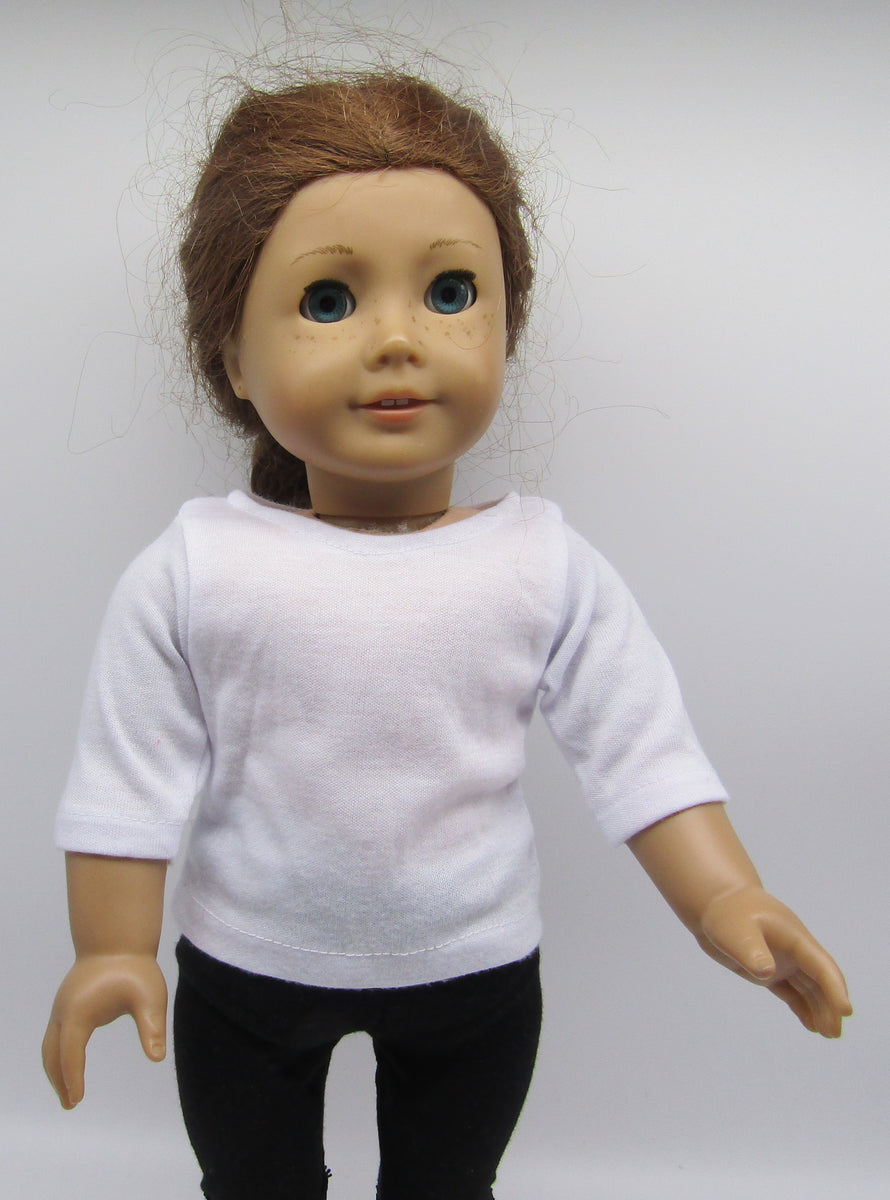 Knit Top w Scoop Neck & Mid-Length Sleeves 18 inch Doll: White ...